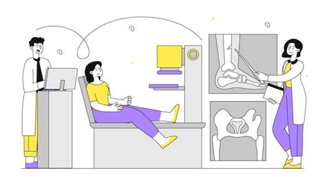 Premium Vector Woman At X Ray Linear Radiology And Radiography Health