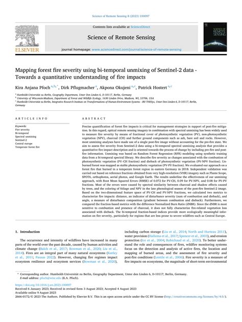 Pdf Mapping Forest Fire Severity Using Bi Temporal Unmixing Of