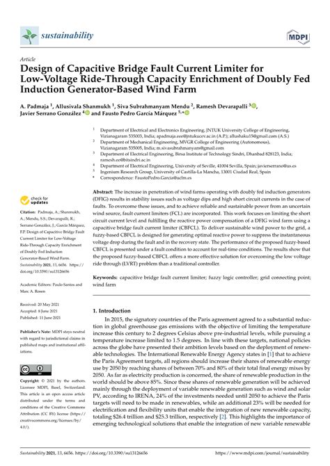 Design Of Capacitive Bridge Fault Current Limiter For Low Voltage Ride Through Capacity