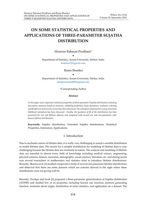 Pdf On Some Statistical Properties And Applications Of Three Parameter Sujatha Distribution