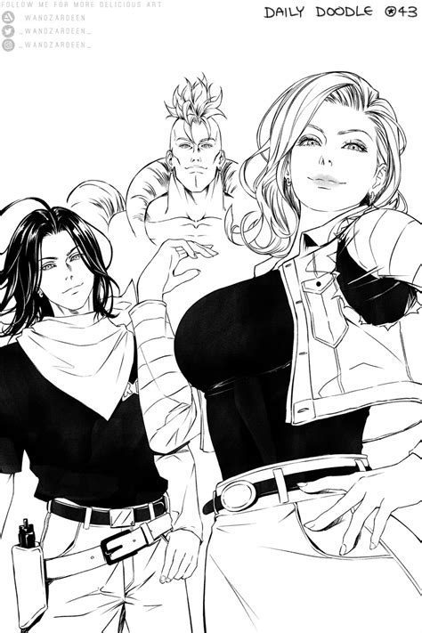 Android 18 Android 17 And Android 16 Dragon Ball And 1 More Drawn