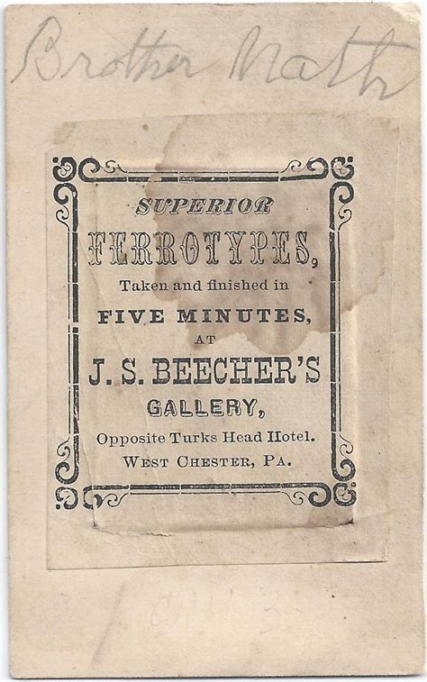 Jacob Shew Beecher Chester County Photographist