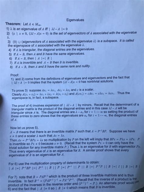 Solved Eigenvalues Theorem Let A E Mam 1 λ Is An