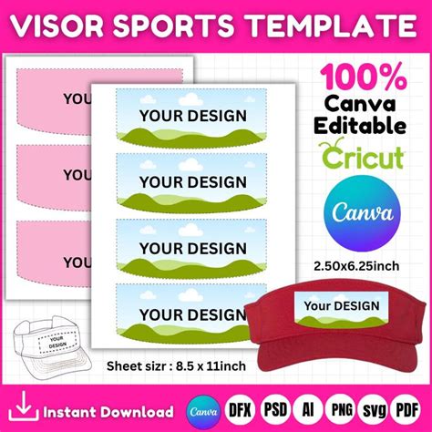 Sun Visor Hat Template Golf Hat Brim Template Trucker Hat Template