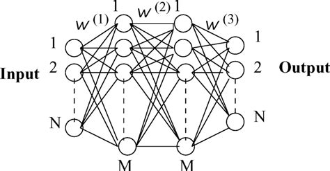 architecture of a four layered ann with n input and output nodes and m