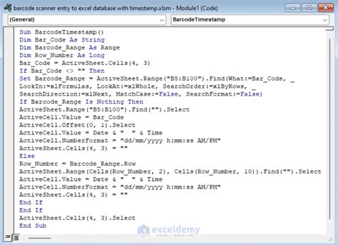 Barcode Scanner Entry To Excel Database With Timestamp 3 Basic Cases