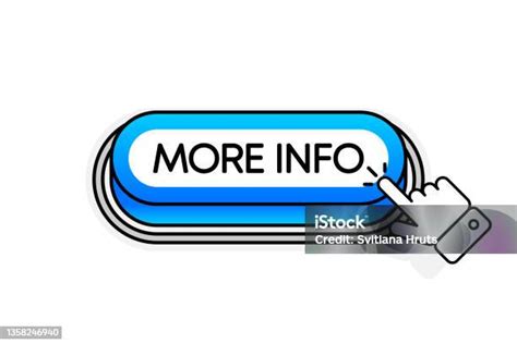 흰색 배경에 격리 된 비문 추가 정보와 파란색 3d 버튼 마우스 커서 선형 설계 벡터 그림입니다 3차원 형태에 대한 스톡 벡터 아트 및 기타 이미지 Istock