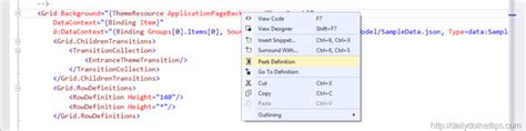peek definition everywhere using it with cshtml xaml aspx along
