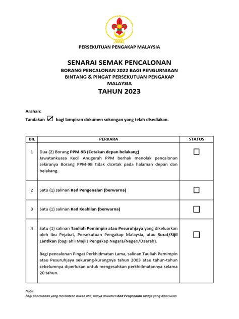 Borang Pingat Pengakap Rosli Pdf