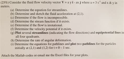 Solved Consider The Fluid Flow Velocity Vector V A Y Chegg
