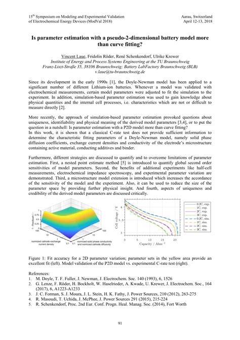 Pdf Is Parameter Estimation With A Pseudo 2 Dimensional Battery Model More Than Curve Fitting