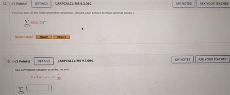 solved find the sum of the finite geometric sequence round