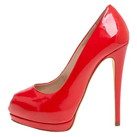 Giuseppe Zanotti Red Patent Leather Sharon Peep Toe Pumps Size 36 At