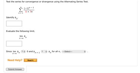 solved test the series for convergence or divergence using