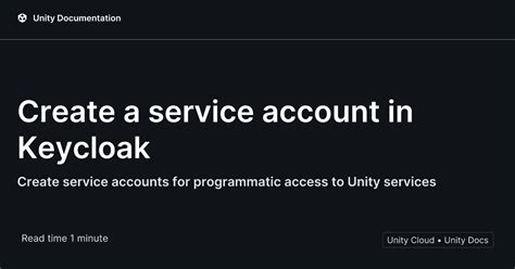 create a service account in keycloak unity cloud unity docs