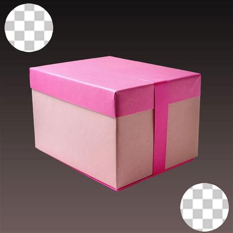 색 바탕에 분홍색 리본이 고립된 분홍색 선물 상자 프리미엄 Psd 파일