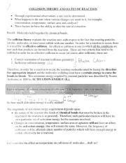 Understanding Collision Theory And Reaction Rates Factors Course Hero