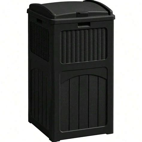 33 Gallon Outdoor Trash Can With Lid Waterproof Resin Garbage Bin For
