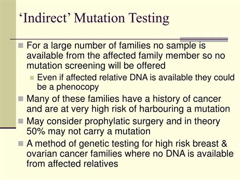 Ppt Indirect Mutation Testing For Cancer Families A Strategic Approach Powerpoint