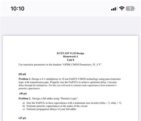 solved problem 1 design a 4 1 multiplexer in 18 nm finfet