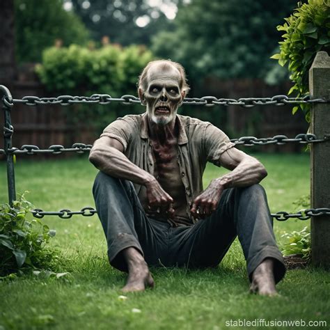 Zombie Sitting On A Garden Gate Stable Diffusion Online