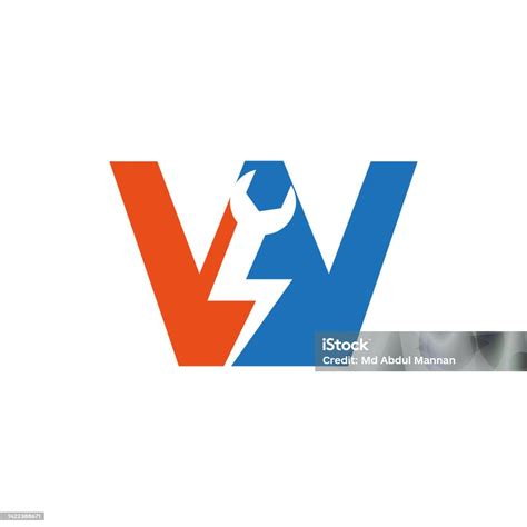 초기 편지 W 수리 렌치 및 볼트 전원 로고 디자인 수리 전기 기호 벡터 템플릿 개념에 대한 스톡 벡터 아트 및 기타 이미지