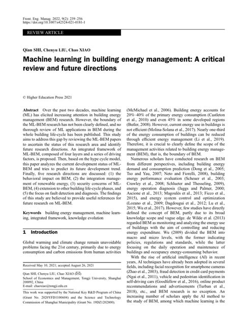 Machine Learning In Building Energy Management A Critical Pdf