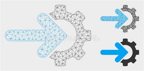 Integration Gear Vector Mesh Carcass Model And Triangle Mosaic Icon Stock Vector Illustration