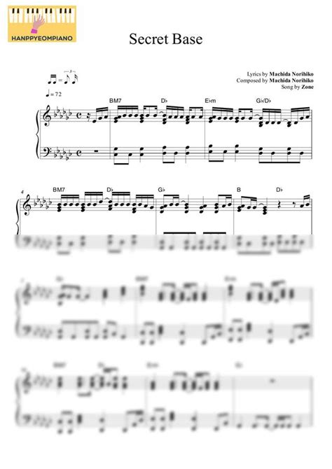 악보 그 날 본 꽃의 이름을 우리는 아직 모른다 Ost Secret Base ~君がくれたもの~ By 한뼘피아노