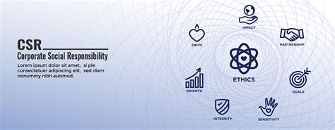 Csr기업의 사회적 책임 개요 아이콘 세트 웹 헤더 배너 사회 문제에 대한 스톡 벡터 아트 및 기타 이미지 사회 문제 충격