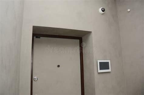 Modern House Entrance Door Interior With Smart House System Security