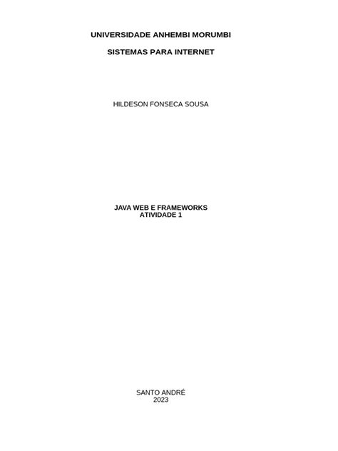 Java Web E Frameworks Atividade I Pdf Java Linguagem De Programação Software De