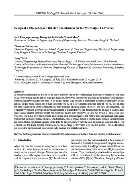 Pdf Design Of A Stacked Layer Tubular Photobioreactor For Microalgae Cultivation