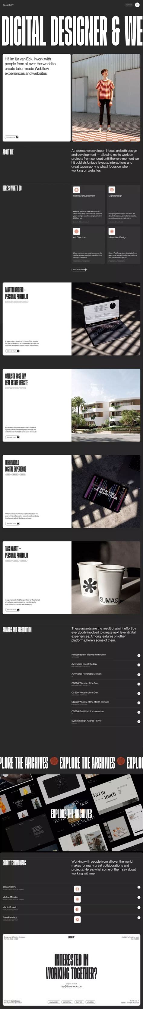 Ilja Van Eck Freelance Designer And Webflow Developer On Land Book The Best Portfolio