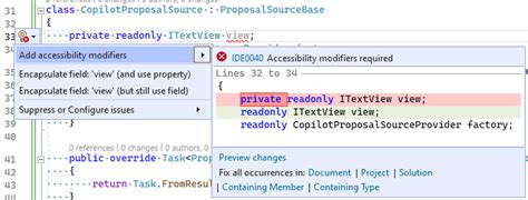 style rule to remove accessibility modifier shows up as add