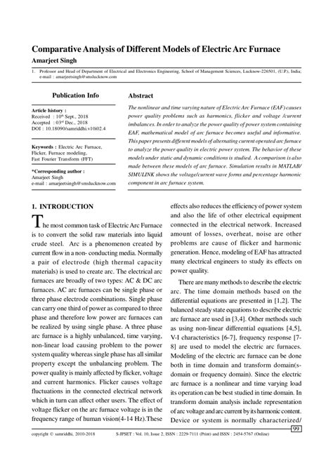 Pdf Comparative Analysis Of Different Models Of Electric Arc Furnace