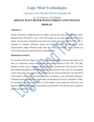 Digital Watt Meter With Current And Voltage Display PDF