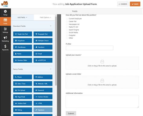 How To Create A Job Application Form In Wordpress Template