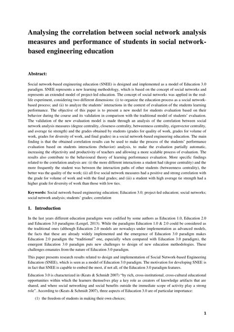Pdf Analysing The Correlation Between Social Network Analysis
