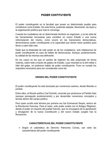 Poder Constituyente Pdf Estado Política Democracia
