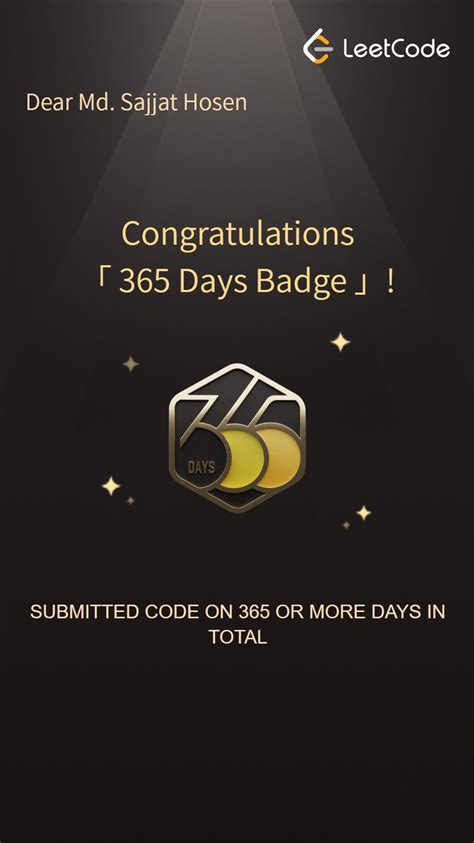 Md Sajjat Hossen On Linkedin 🎉 365 Days Of Leetcode Consistency Is