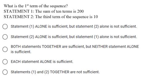 Solved What Is The 1st Term Of The Sequence Statement 1