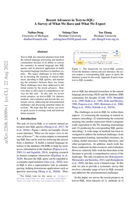 Pdf Recent Advances In Text To Sql A Survey Of What We Have And What