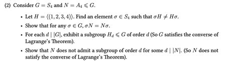 solved 2 consider g s4 and n a4⩽g let h 1 2 3 4
