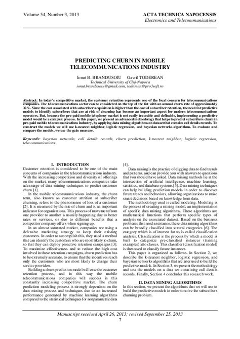 Pdf Predicting Churn In Mobile Telecommunications Industry