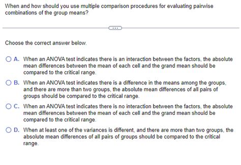 Solved When And How Should You Use Multiple Comparison
