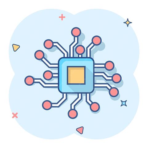 Premium Vector Circuit Board Icon In Comic Style Technology Microchip