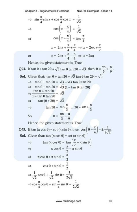 Ncert Exemplar For Class 11 Maths Chapter 3 Mathongo