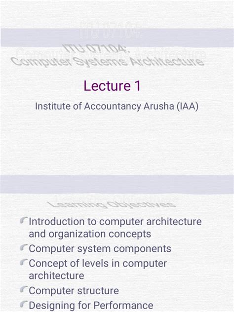 Lecture 1_Computer System Architecture | PDF | Central Processing Unit | Computer Data Storage