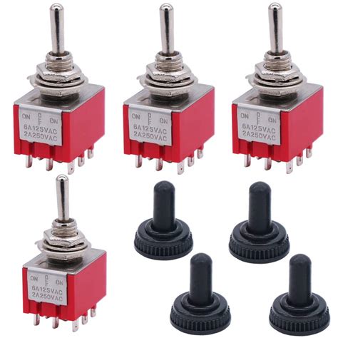 Snapklik Com Twidec Pcs Mini Toggle Switch PDT Position Pins ON Off ON Miniature Toggle
